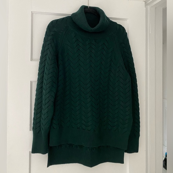 Wilfred | Sweaters | Aritzia Wilfred Free Lin Green Cable Knit Turtle ...